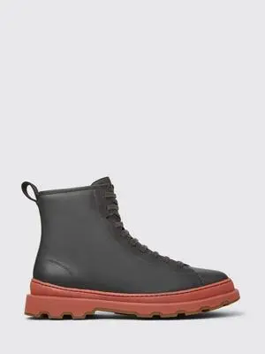 Camper Lace Up Zip Up Boots - Grey