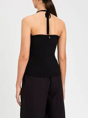 TWINSET Polyester Top With Metallic Mesh And V-neck