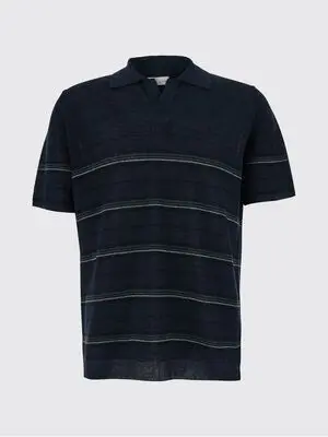 ROBERTO COLLINA Striped Linen Knit Polo Shirt