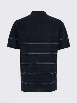 ROBERTO COLLINA Striped Linen Knit Polo Shirt