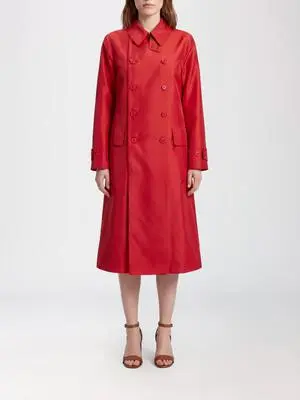 Ralph Lauren Long Double-breasted Silk-blend Coat - Red