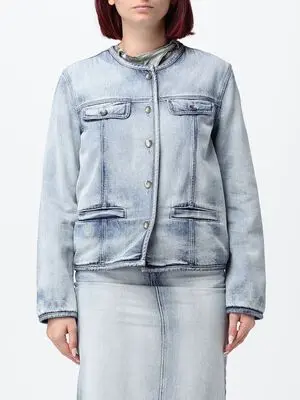 DIESEL® De-grafy-fsi1 Cropped Crew Neck Denim Jacket In A Lyocell Blend - Blue
