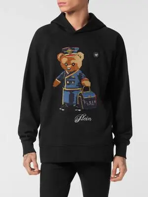 Philipp Plein Cotton Hoodie With Teddy Bear Print - Black