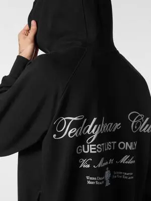 Philipp Plein Cotton Hoodie With Teddy Bear Print - Black