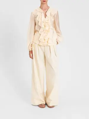 TWINSET Stretch Cotton Wide Leg Trousers