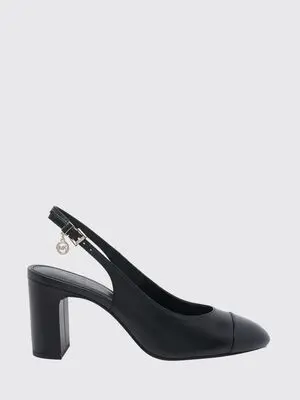 Michael Kors Piper Leather Slingback Pumps With Patent Toe And Block Heel - Black
