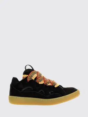 LANVIN Suede And Mesh Curb Sneakers - Black