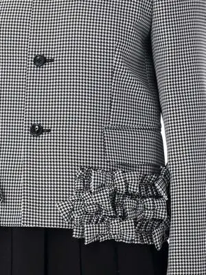 Comme Des Garçons Houndstooth Slim Fit Cropped Blazer With All-over Bows