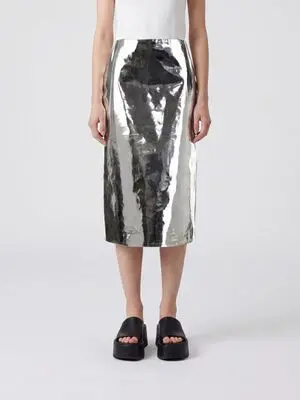 JIL SANDER High-waisted Midi Pencil Skirt In Laminated Leather