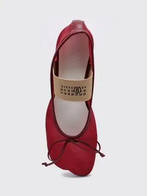 MAISON MARGIELA Asymmetric Toe Nylon Mary Jane Flats - Wine