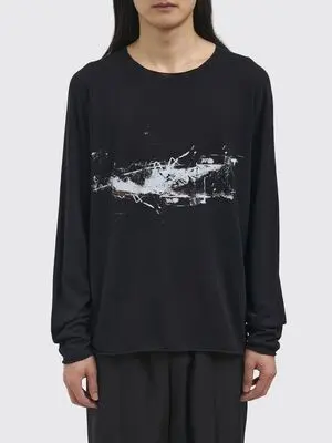 Isabel Benenato Printed Cotton Crew Neck Pullover - Black