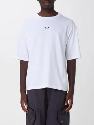 Oakley Cotton T-shirt With Contrasting Graphic Print And Dropped Shoulders - Grey