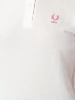 Comme Des Garçons Cotton Polo Shirt With Embroidered Logo - White
