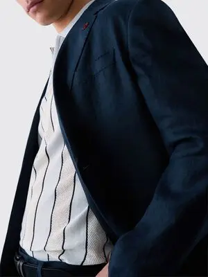 Liu Jo Single-breasted Linen Blazer With Classic Lapels And Flap Pockets