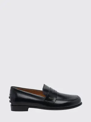 TOD'S Brushed Leather Loafers With Strap And Metal Logo - Black