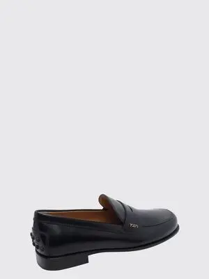 TOD'S Brushed Leather Loafers With Strap And Metal Logo - Black