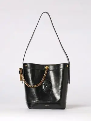 Versace Leather Pivot Bucket Bag - Black
