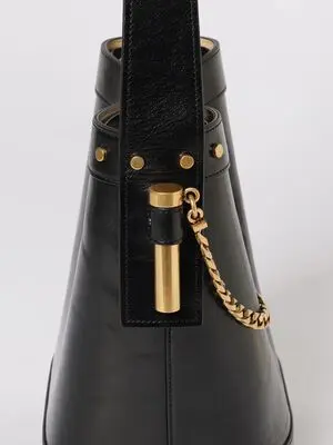 Versace Leather Pivot Bucket Bag - Black
