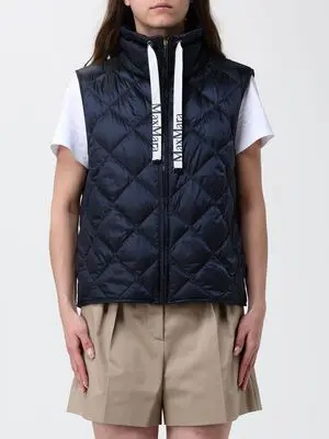 Max Mara Quilted Nylon Hooded Vest Padded With Goose Down - Blue