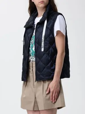 Max Mara Quilted Hooded Vest Padded With Goose Down - Blue