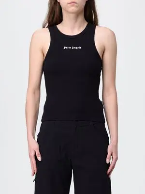 Palm Angels Cotton Blend Top With Logo - Black