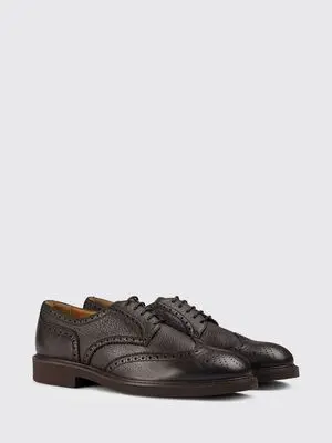 DOUCAL'S Hammered Leather Brogue Derby - Cocoa