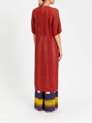 TWINSET Perforated Cotton Blend Long Cardigan