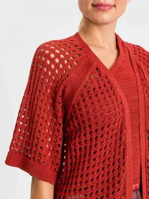 TWINSET Perforated Cotton Blend Long Cardigan