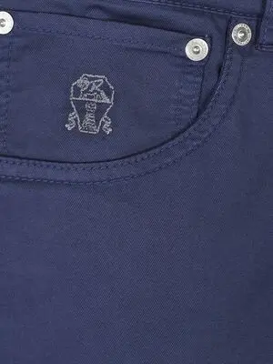 Brunello Cucinelli Cotton Stretch Slim Fit Trousers - Blue