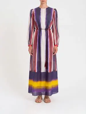 TWINSET Stripe Long Sleeve Maxi Dress - Multicolor