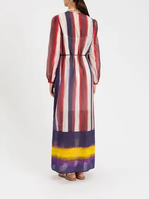 TWINSET Stripe Long Sleeve Maxi Dress
