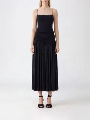 Jacquemus La Robe Abiha Pleated Viscose Blend Midi Dress With Thin Straps - Black