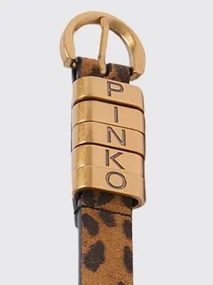 Pinko Animal Print Leather Belt With Logo Buckle