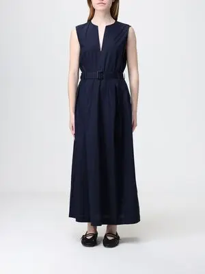 Woolrich Midi Dress With Belt - Blue