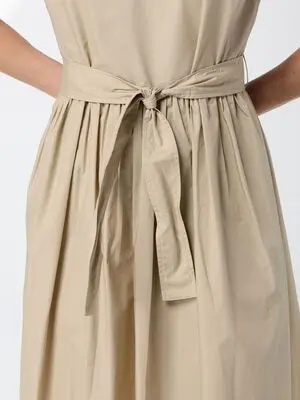 Woolrich Midi Dress With Belted Waist - Beige