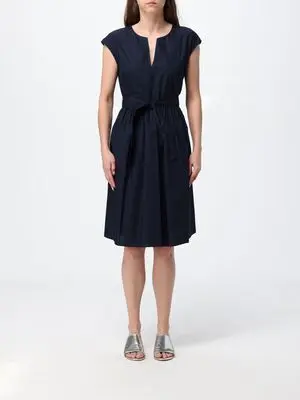 Woolrich Midi Dress With Belted Waist - Blue