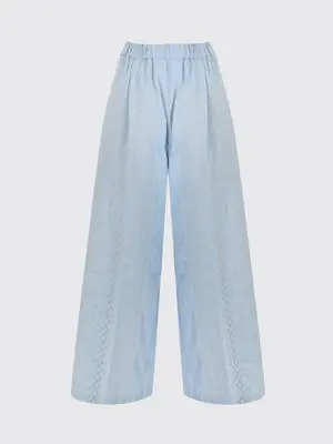 SEMICOUTURE Jhonny Embroidered Cotton Palazzo Trousers - Pink