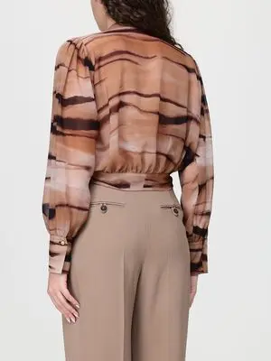 Elisabetta Franchi Chiffon Shirt With Abstract Print And Pussybow Collar