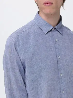 MANUEL RITZ Classic Cotton Blend Shirt With French Collar And Long Sleeves - Navy