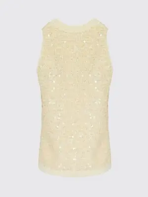 SEMICOUTURE Sleeveless Sequined Tweed Knit Top