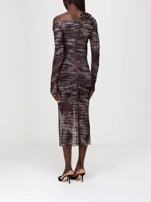 Elisabetta Franchi Printed Tulle Midi Dress