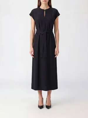 Max Mara A-line Stretch Viscose Midi Dress With Tie Belt - Brown