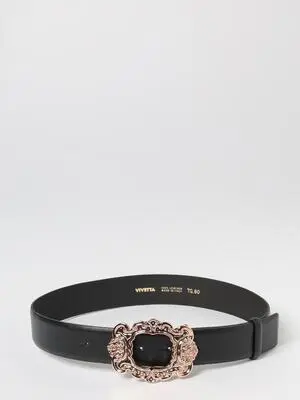 Vivetta Belt With Rose Gold Tone Embellished Buckle - Black