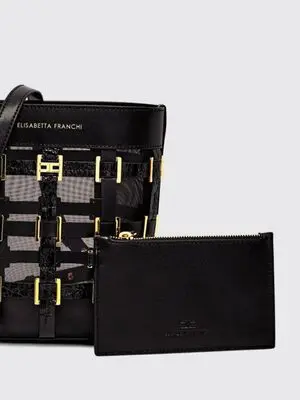 Elisabetta Franchi Mesh Bucket Bag With Embroidery
