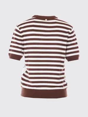 Liu Jo Striped Viscose Knit Sweater With Floral Print