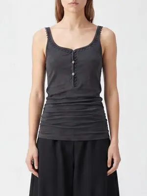 Jacquemus Slim Fit Cotton Top With Embroidery And Square Neckline - Black