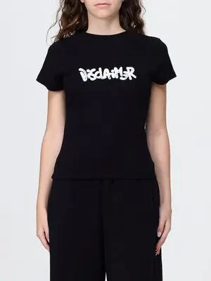 DISCLAIMER Slim Fit Cropped T-shirt In Cotton Jersey With Logo Print - Black