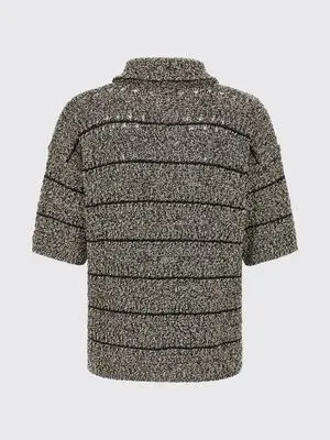 ROBERTO COLLINA Striped Cotton Blend Polo Cardigan