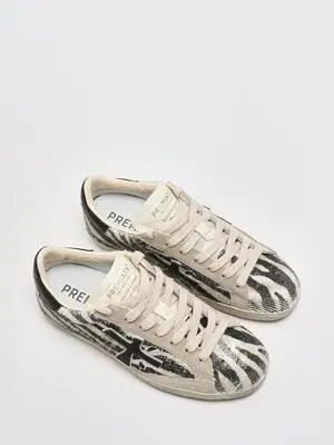 Premiata Stevend Leather And Glitter Sneakers - Multicolor