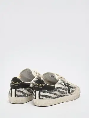 Premiata Stevend Leather And Glitter Sneakers - Multicolor
